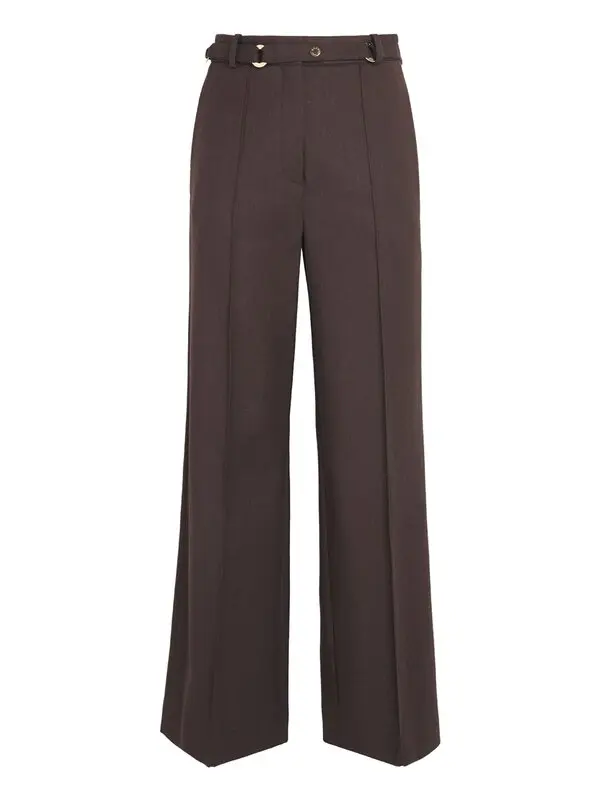 Sandro Wool-blend Ring-detail Trousers - Brown