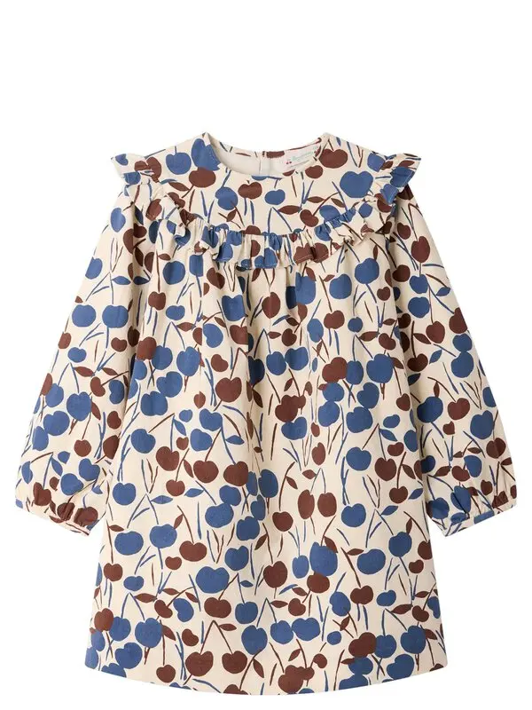 Bonpoint Corduroy Cherry Dress - Brown