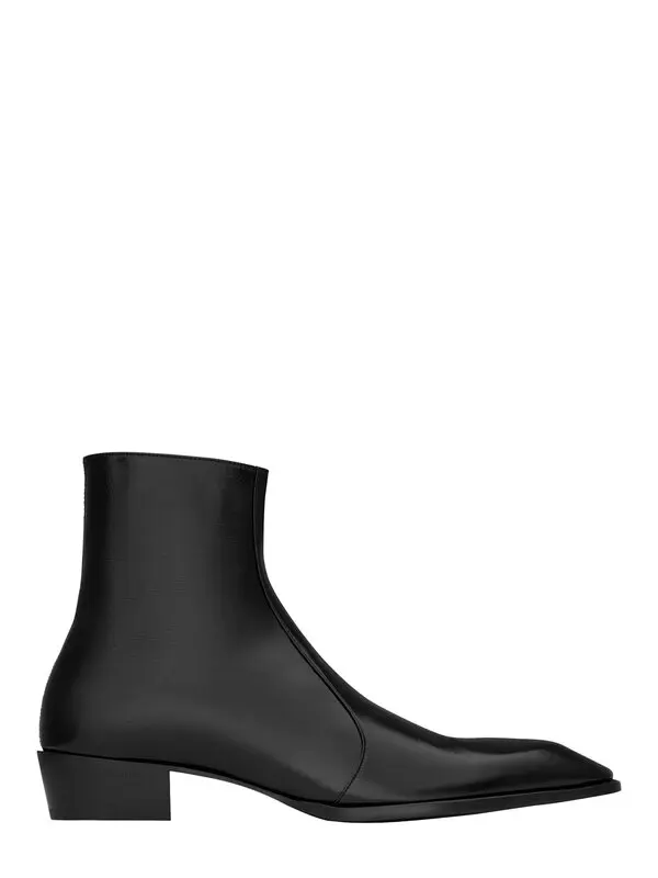Saint Laurent Leather Aurelien Ankle Boots - Black