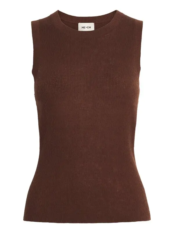 ME+EM Merino Wool-cashmere Barely There Sweater Vest - Brown