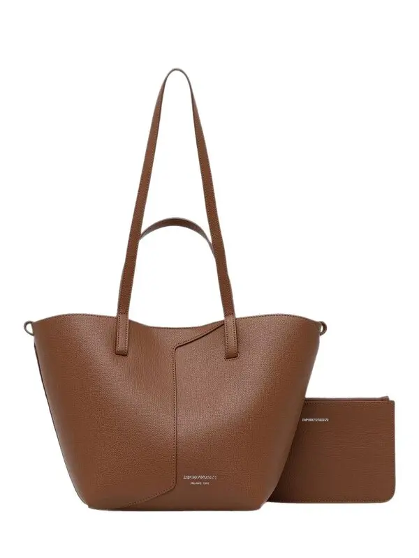 Emporio Armani Small Leather Tote Bag - Brown