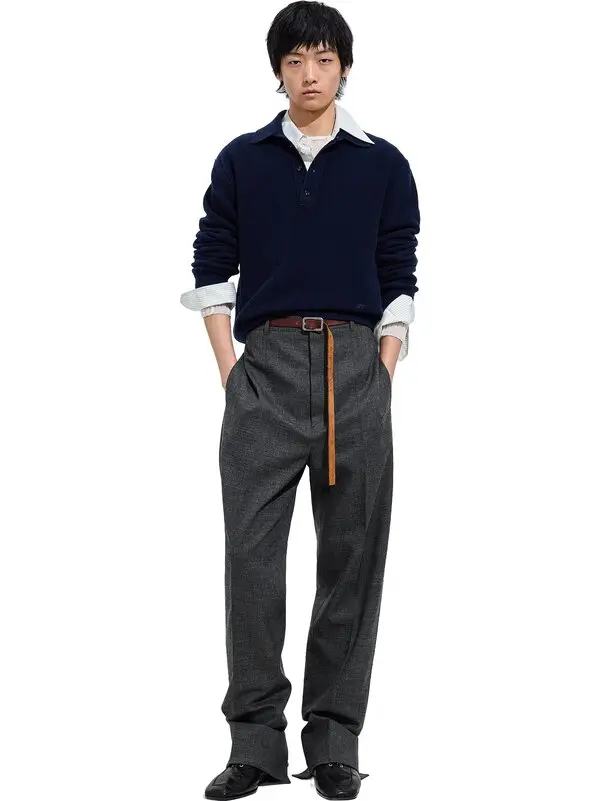 Bottega Veneta Wool Polo Sweater - Midnight Blue