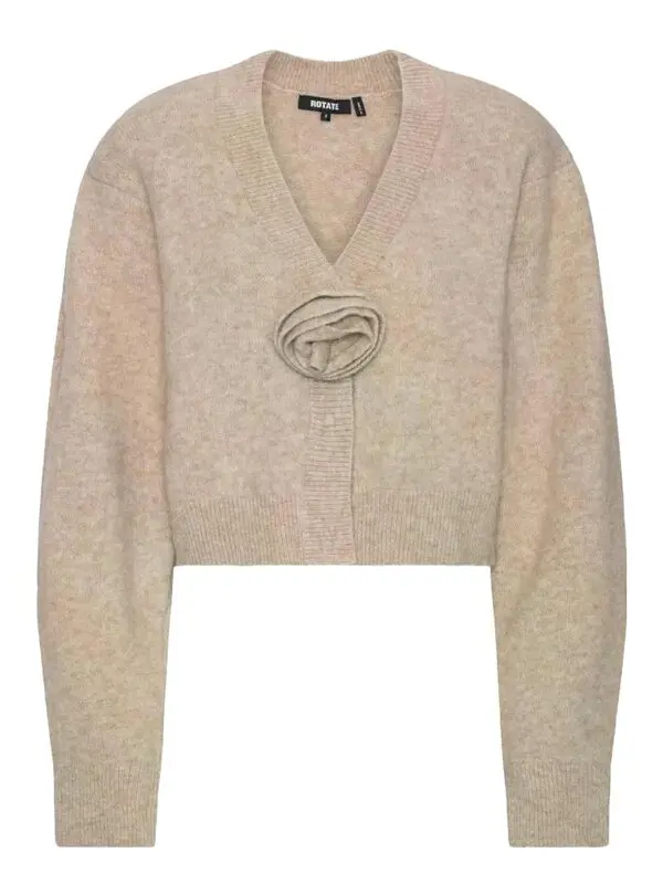 ROTATE BY BIRGER CHRISTENSEN Knit Flower Cardigan - Neutrals