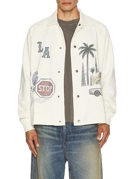 HONOR THE GIFT All Over La Fleece Coaches Jacket - Bone