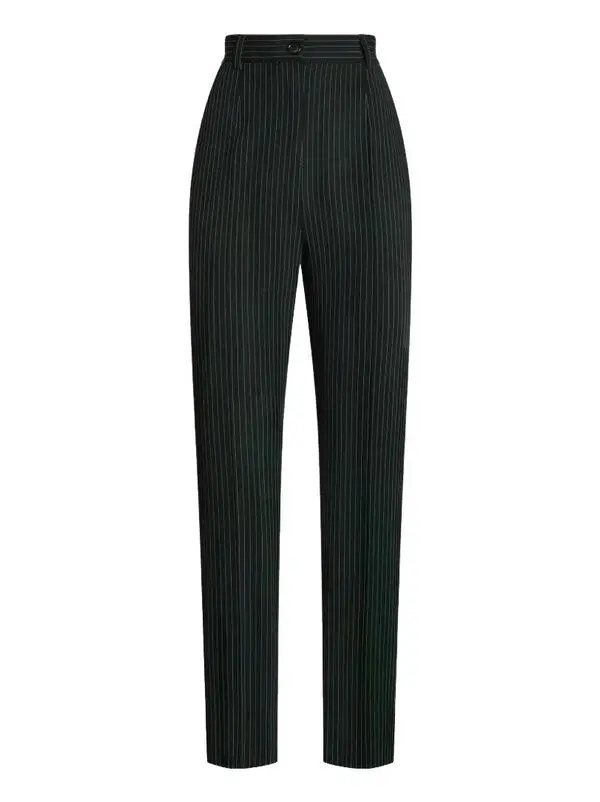 Dolce & Gabbana Pinstriped Wool Cigarette Trousers - Black