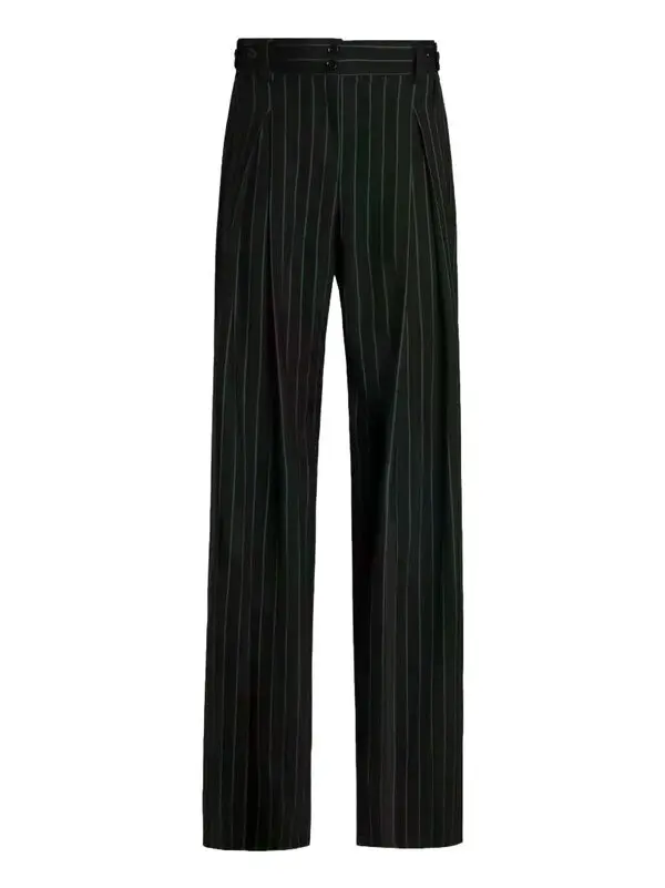 Dolce & Gabbana Pinstripe Wool Trousers - Black