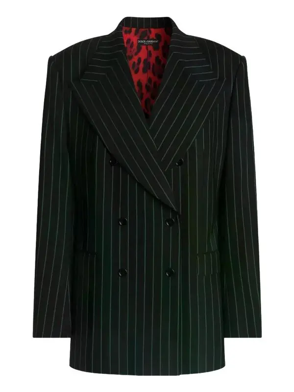 Dolce & Gabbana Pinstripe Wool Double-breasted Jacket - Black