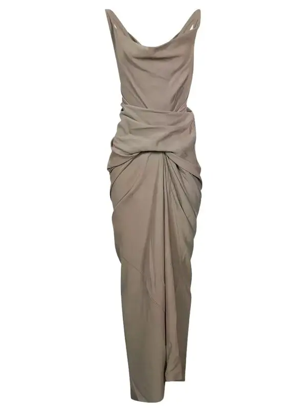 Rick Owens Draped Sleeveless Gown Dress - Grey