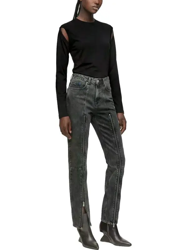 Karl Lagerfeld High-rise Straight Zip Jeans - Grey