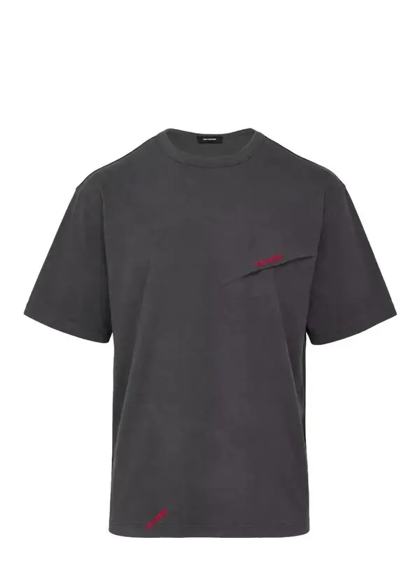 We11Done Logo-print Slash-detail T-shirt - Grey