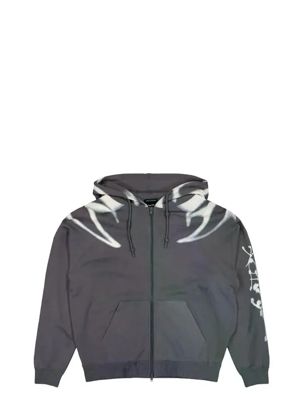 Y3 Chito Graphic French Terry Zipper Hoodie - Grey
