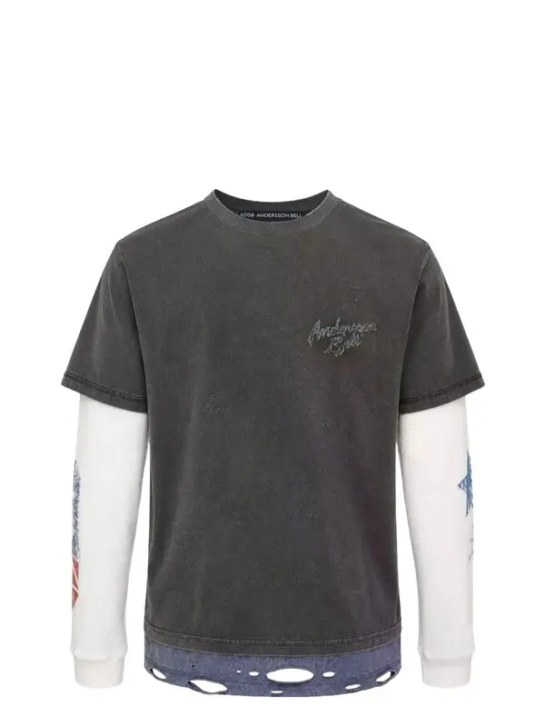 Andersson Bell Distressed Layered T-shirt - Grey