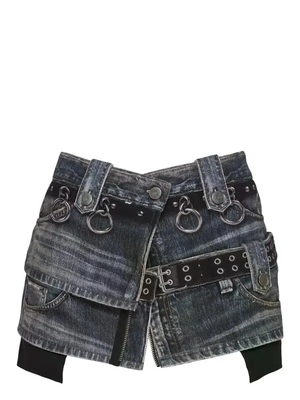 Andersson Bell Asymmetric Layered Wrap Mini Skirt - Blue