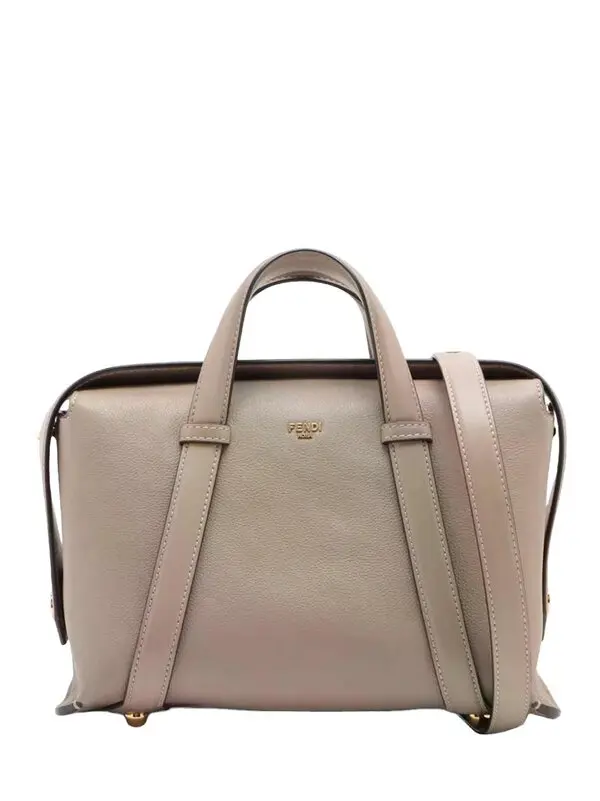 Fendi Leather 365 Boston Bag Satchel - Grey