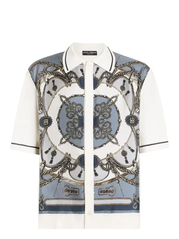 Dolce & Gabbana Silk And Cotton Shirt With Twill Sweaters And Cardigans - Multicolor