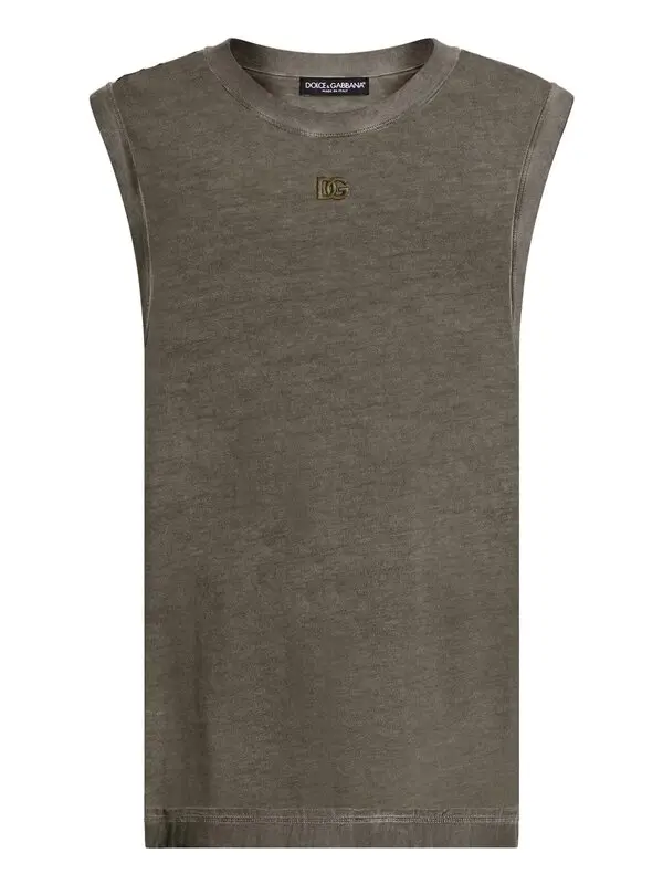 Dolce & Gabbana Cotton Tank Top T-shirts And Polos - Grey