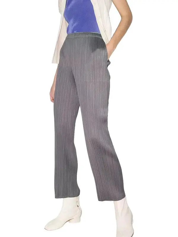 Issey Miyake Plissé Cropped Trousers - Grey