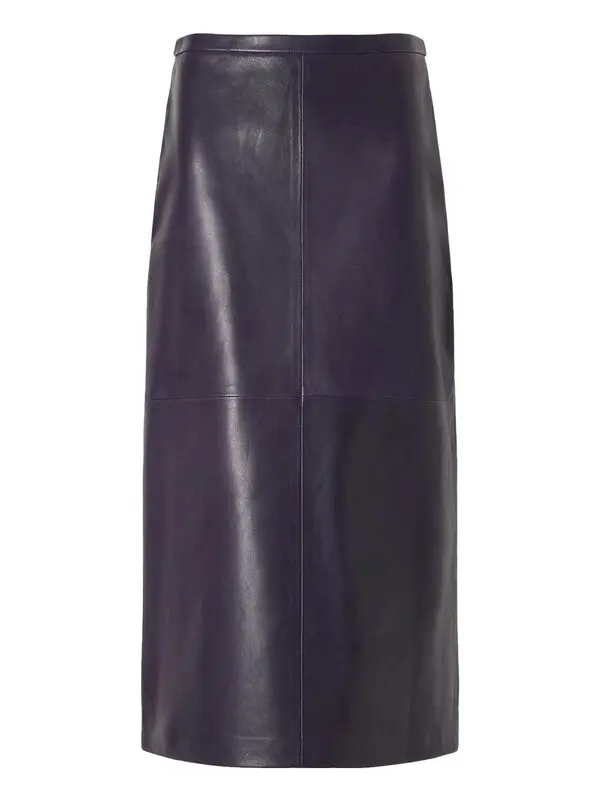 Nour Hammour Alana Leather Midi Skirt - Blue
