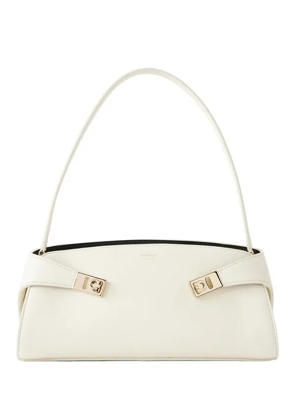 FERRAGAMO Hug Leather Shoulder Bag - Neutrals