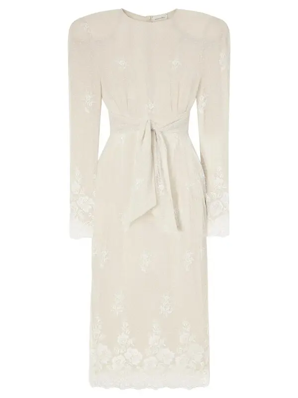 Magda Butrym Lace-trimmed Crepe Midi Dress - Neutrals