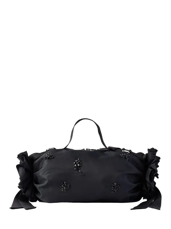 Simone Rocha Double Ribbon Rosette Crystal-embellished Satin Shoulder Bag - Multi