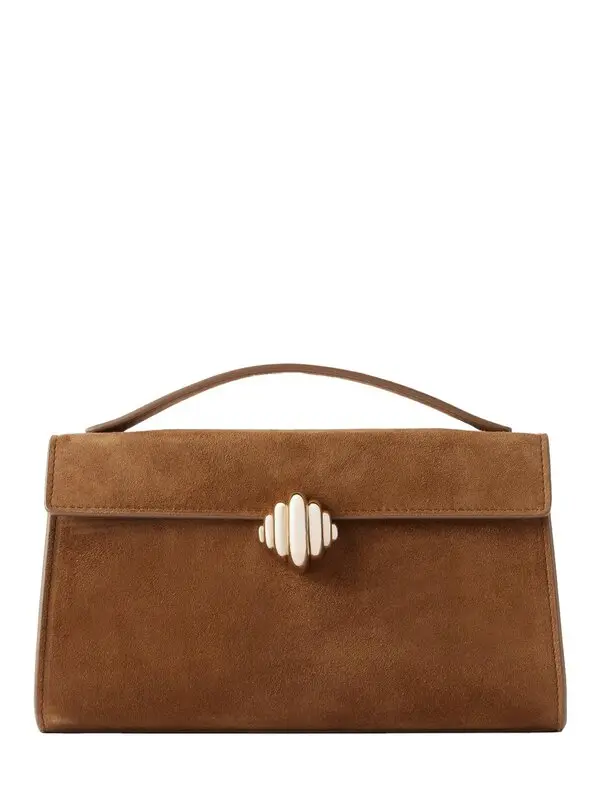 AQUAZZURA Alex Suede Clutch Bag - Brown