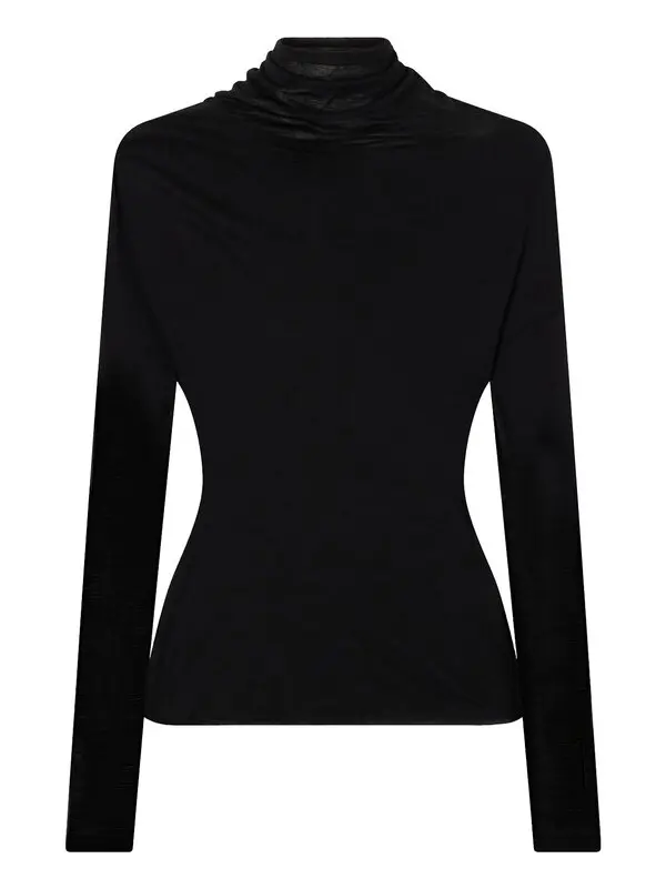 Victoria Beckham Gathered Stretch-jersey Blouse - Black
