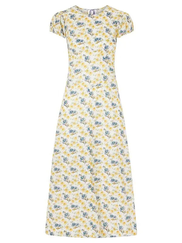 DÔEN Rhodia Floral-print Organic Cotton Midi Dress - Neutrals