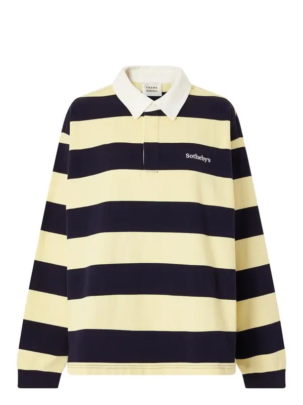 FRAME Sotheby's Striped Cotton-jersey Polo Sweater - Yellow