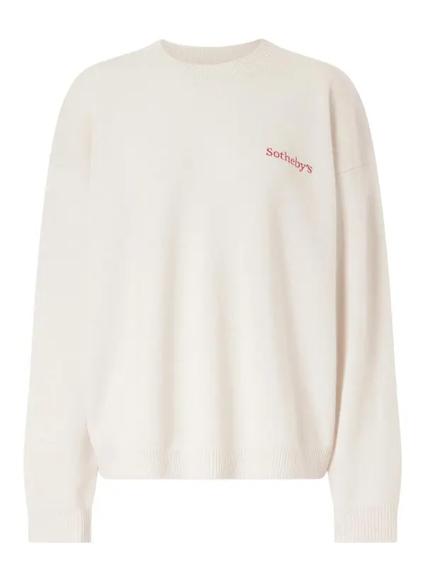 FRAME Sotheby's Logo-embroidered Cashmere Sweater - Neutrals