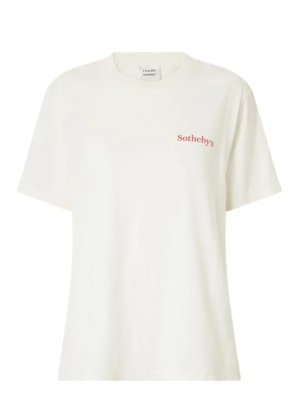 FRAME Printed Cotton-jersey T-shirt - Neutrals