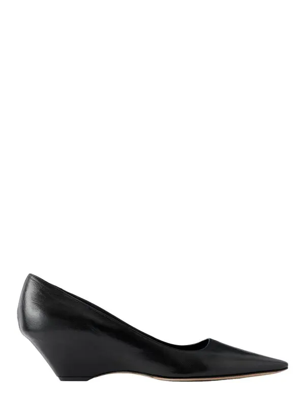 THE ROW Liisa Leather Wedge Pumps - Black