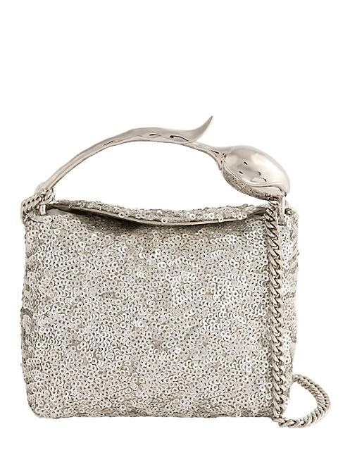 Erdem Sequinned Micro Bloom Bag - Silver
