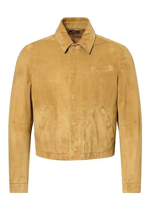 TOM FORD Collared Brushed Suede Jacket - Cumin