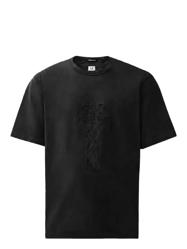 C.P. COMPANY 30/2 Mercerized Jersey Twisted Short Sleeve British Sailor T-shirt - Black