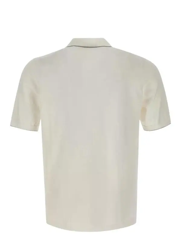 KANGRA Contrast-trim Open-collar Polo Shirt - Neutrals