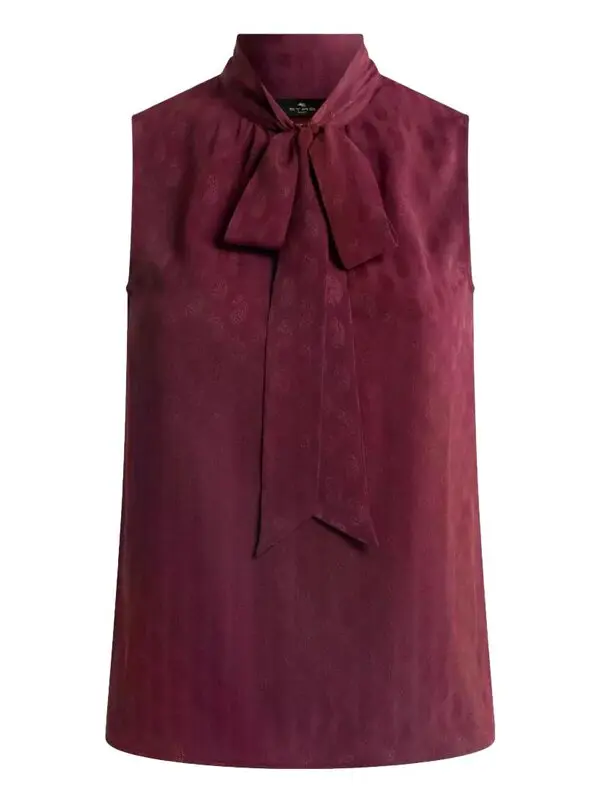 Etro Silk-blend Jacquard Top With Scarf And Paisley Motif - Red