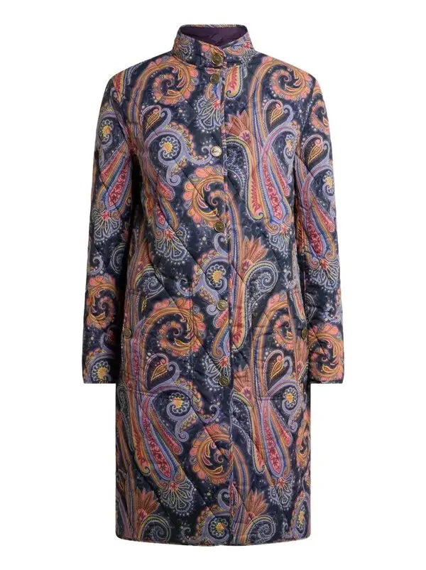 Etro Quilted Paisley Coat - Blue