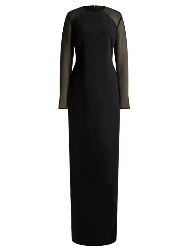 Ralph Lauren Georgette-trim Long-sleeve Maxi Dress - Black