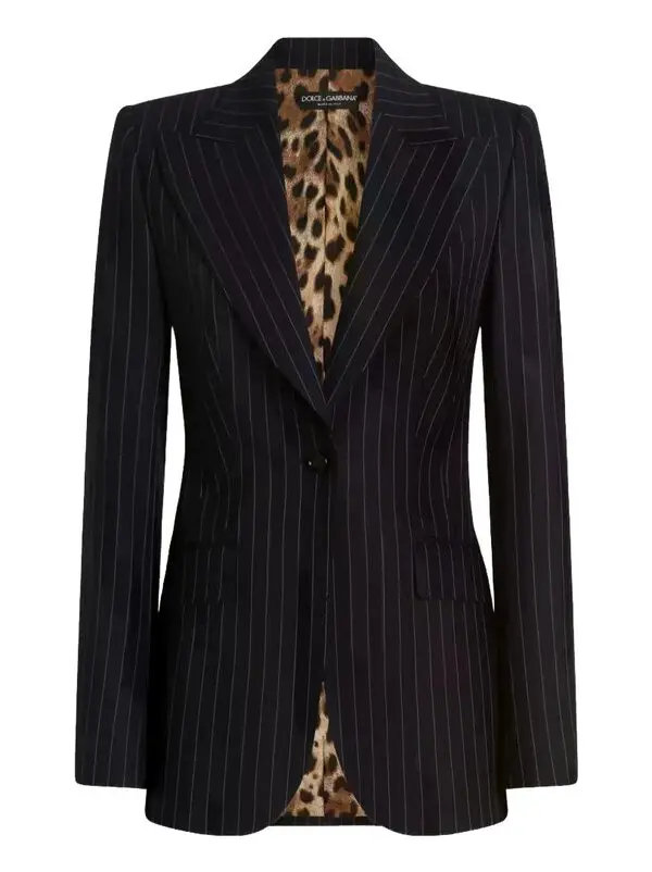 Dolce & Gabbana Pinstripe Wool Turlington Jacket - Blue