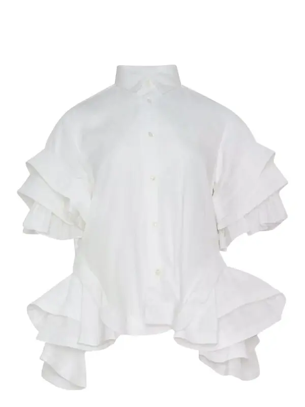 Noir Kei Ninomiya Ruffled Flared Shirt - White