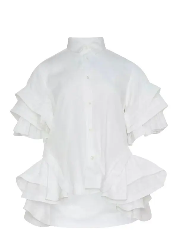 Noir Kei Ninomiya Ruffled Flared Shirt - White