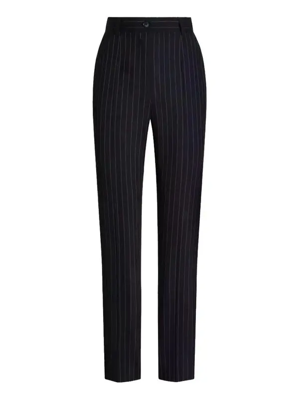 Dolce & Gabbana Pinstriped Wool Cigarette Trousers - Black