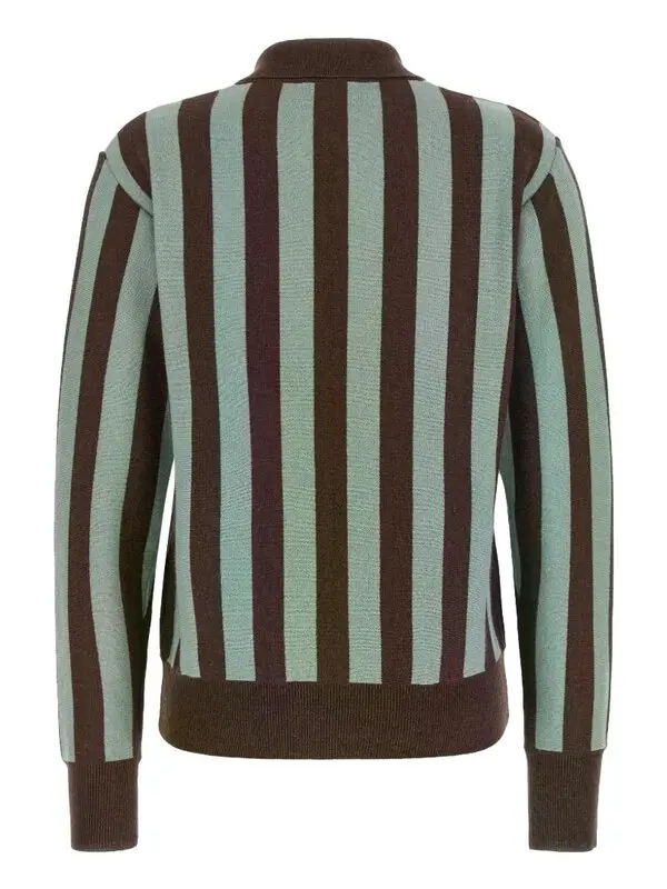 Alberto Biani Striped Cashmere Polo Shirt - Brown