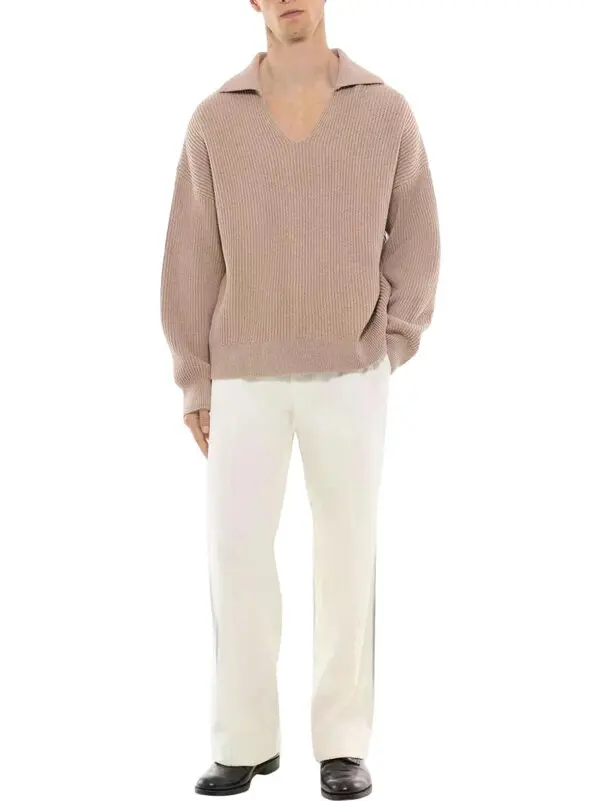 FURSAC Ribbed-knit V-neck Sweater - Neutrals
