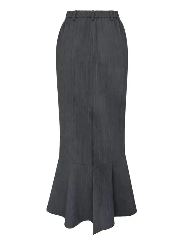 ENFOLD Striped Umbrella-hem Midi Skirt - Grey