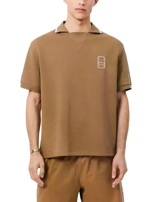 Lacoste Logo-patch V-neck Polo Shirt - Neutrals