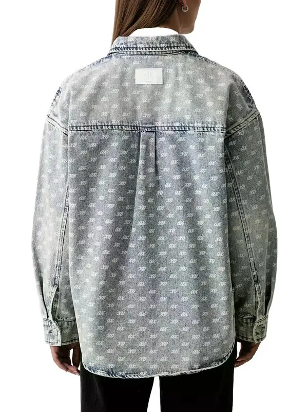 Armani Exchange Logo-print Denim Shirt - Blue
