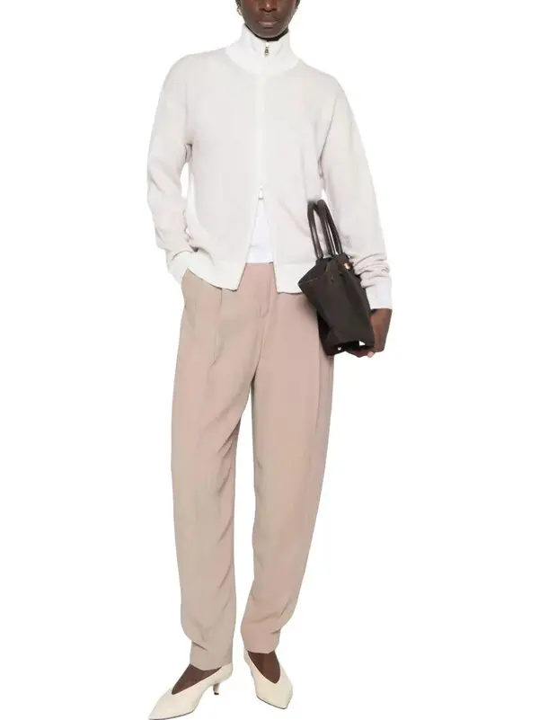 Eleventy Chevron-knit Zip-up Cardigan - Neutrals