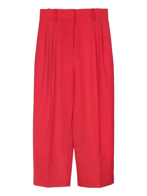 Elisabetta Franchi Pleated Wide-leg Trousers - Red